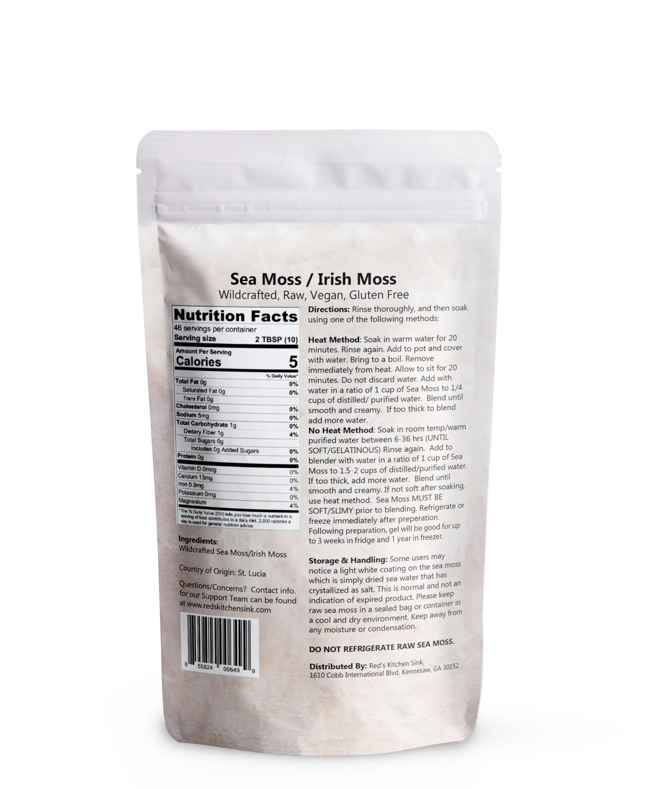 Irish Sea Moss | Seamoss | Wildcrafted - 100% Natural, Makes 240+ oz of Sea Moss Gel, from St. Lucia | 1 Pound - 16oz