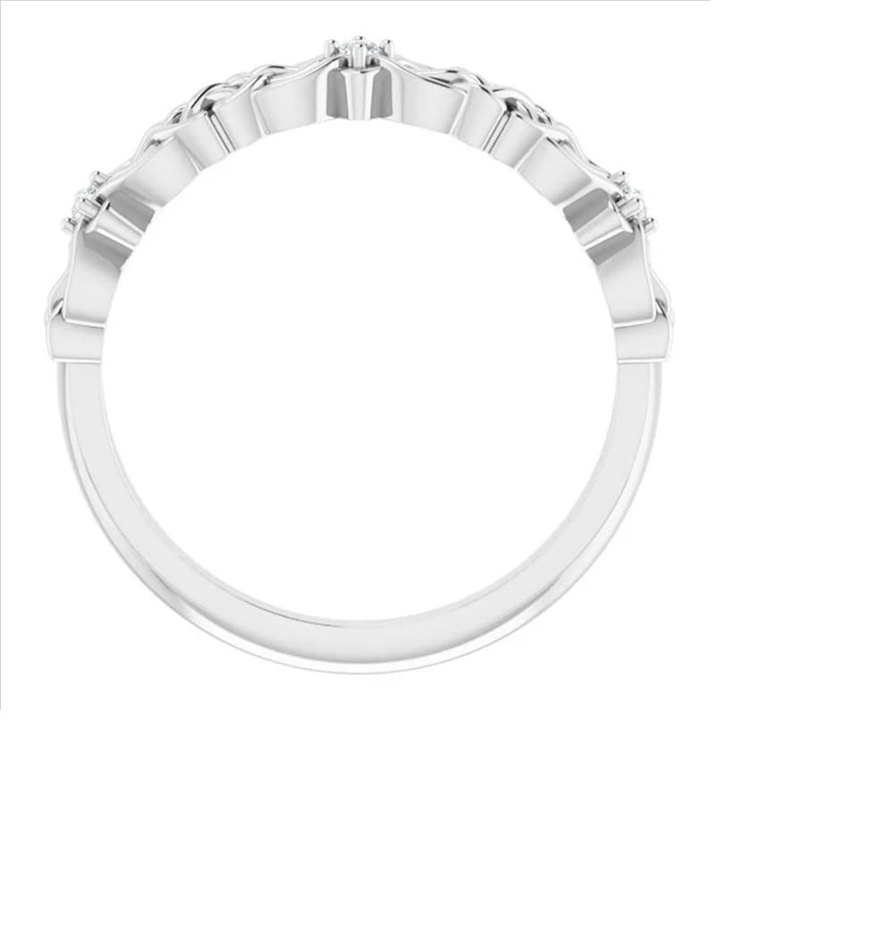 Jewels Store 0.10 Ct Round Cut White Diamond Celtic Knot Wedding Band for Women in 925 Sterling Silver White or Rose or Yellow Gold Finish (Silver, 7.5)