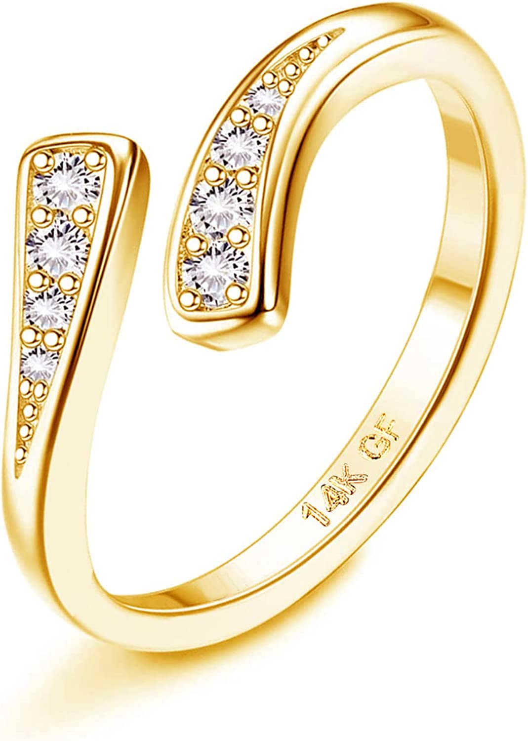 Jstyle 1Pcs 14k Gold Fillled Toe Rings for Women Wave Simple Band Toe Rings Adjustable Toe Rings