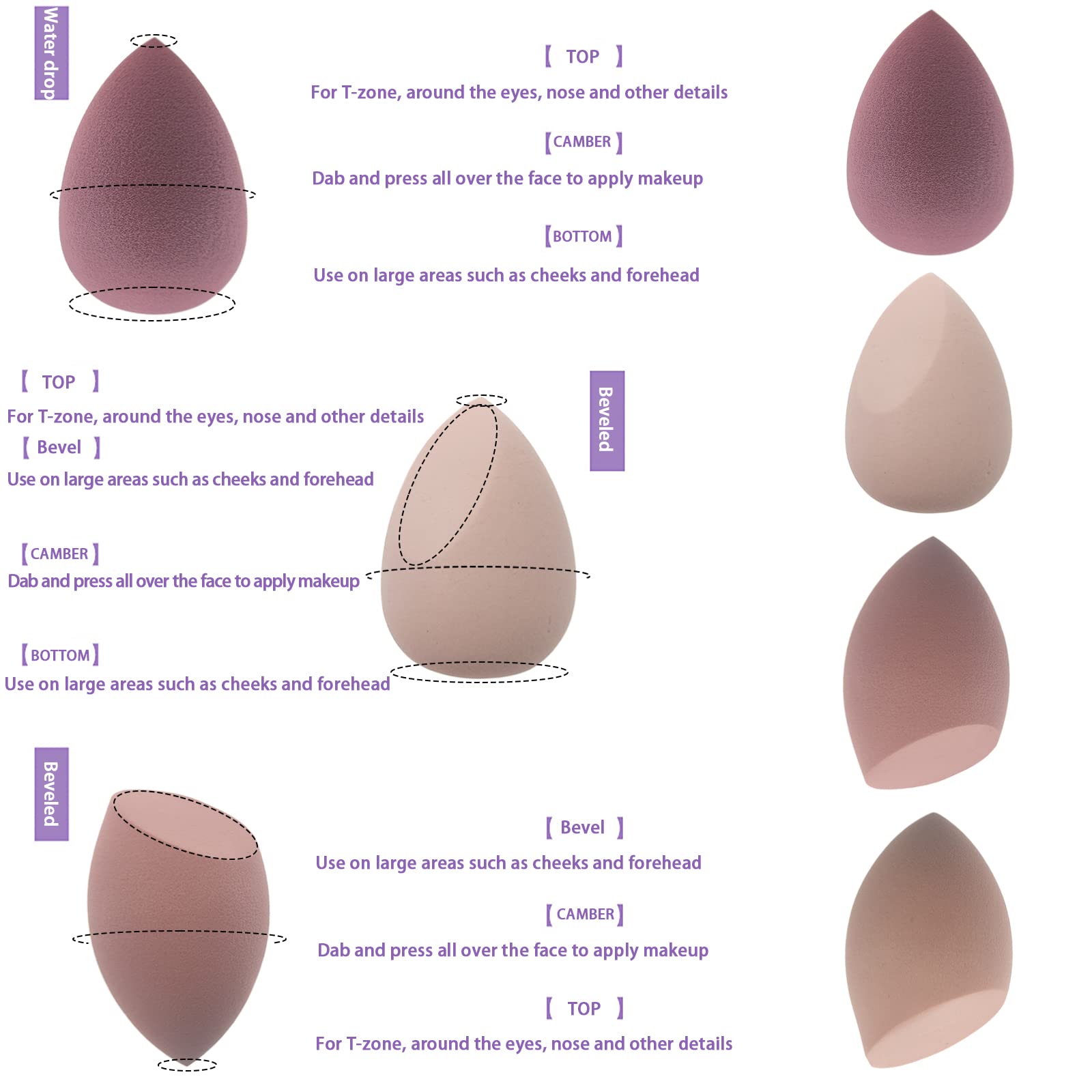 Muhuabeauty 13 pcs Makeup Brushes Set with Beauty Blender, Eyeshadow Brush Set with Cloth Bag and 4 pcs Boxed Makeup Sponges for Foundation