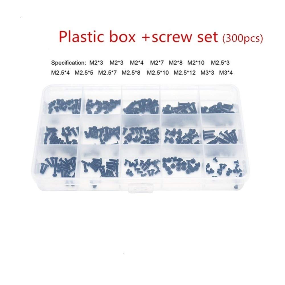 KHGWERO CZMY M2,M2.5,M3 Screws 300pcs Laptop Notebook Computer Screws Replacement Kit Alloy Steel Screws (Color : Plastic Box and scre)