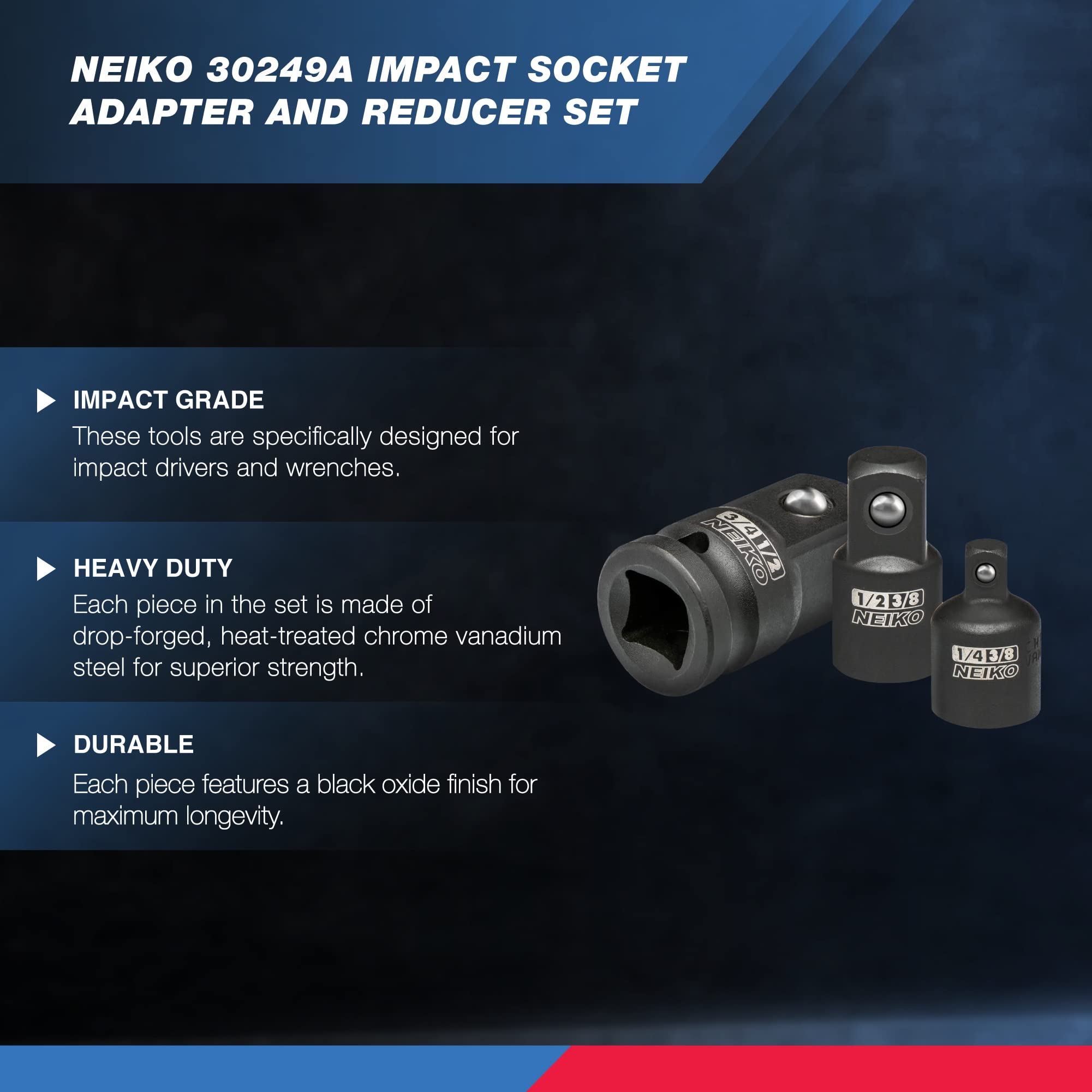 Heavy Duty 3 Ton Floor Jack, Low Profile Hydraulic Jack & NEIKO 30249A 5 Piece Impact Socket Adapter Set