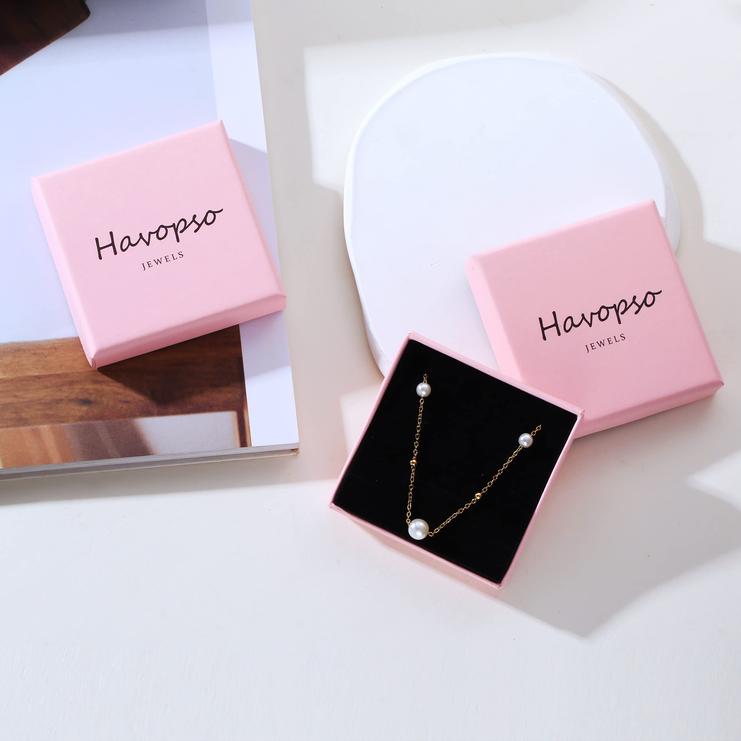 Havopso Dainty Satellite Necklace 18K Gold Plated Minimalist Beaded Satellite Chain Delicate Gold Chain Choker Necklaces for Women