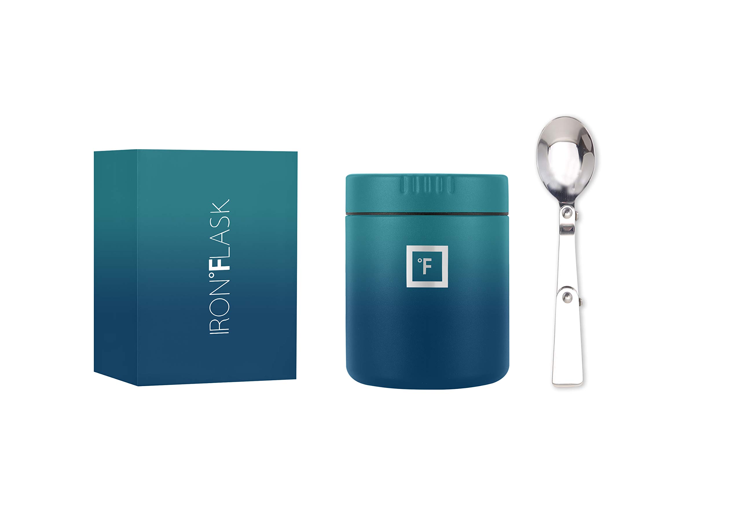 IRON °FLASK Thermos for Hot Food & Soup - 13.5 Oz Insulated Food Jar with Foldable Spoon - Leak Proof, Stainless Steel, Storage, Canteen, Double Walled