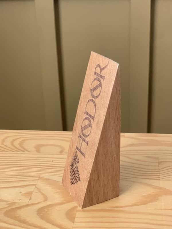 Hodor Door Stopper Natural Beech Wood Anti Slip Rubber Wedge GoT Compatible with Every Surface 2 Pack Gift Engraved Merchandise Gag