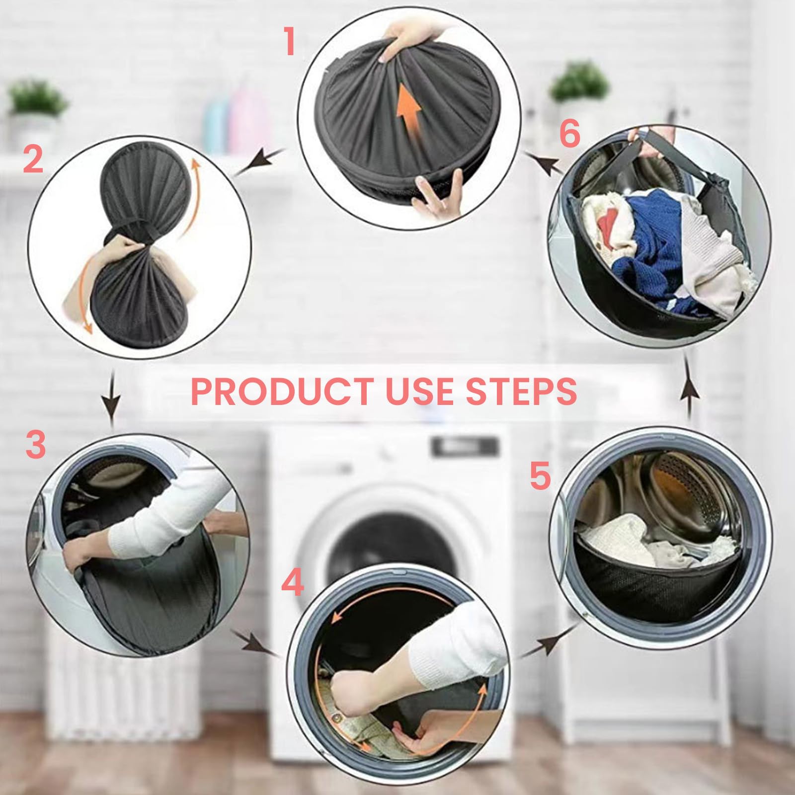 heylad 26" Collapsible Laundry Basket, Larger Popup Laundry Basket for Dryer, Portable Laundry Hamper for Clothes Storage and Easy to Use(Black)