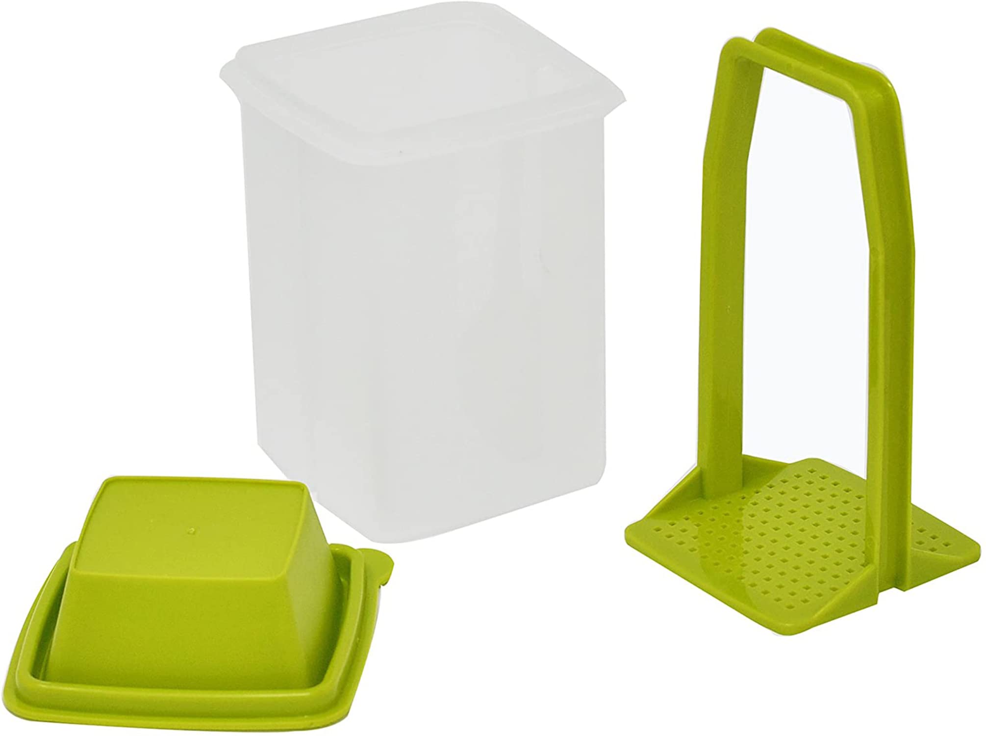 Home-X Set of 2 Pickle Storage Containers, Straining Pickle Jar, Filter Insert, Sieve Food Saver Container, 7 ½” L x 4 ¼” W x 4 ¼” H, Set of 2, Green