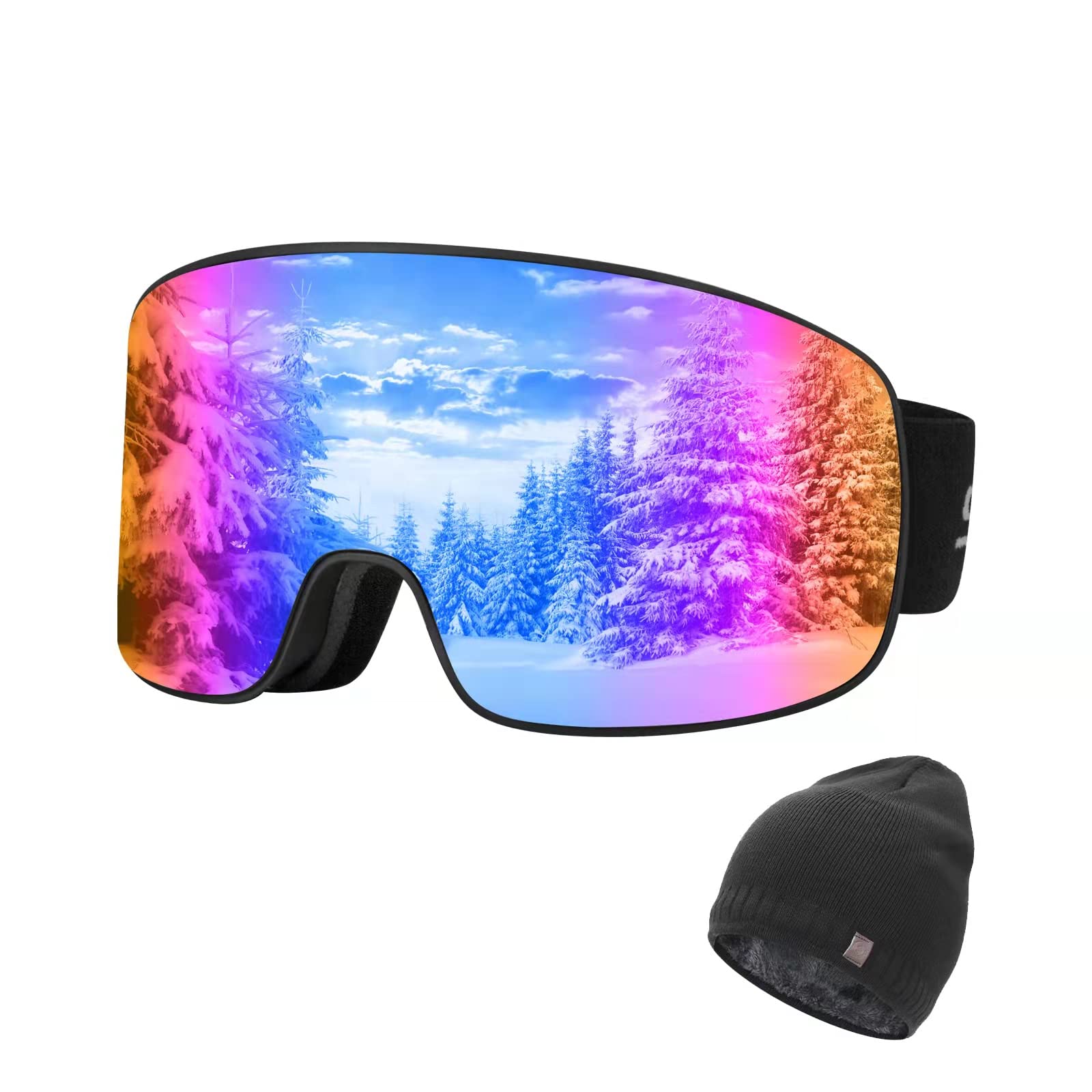 Hapytrip Men's Anti-Fog, Windproof Ski Goggles with UV Protection, Blue