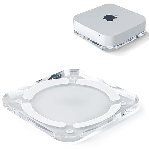 Hazevaiy Acrylic Desktop Stand for Mac Mini and Mac Studio Two-Sided PMMA Transparent Dustproof Laptop Holder Cooling Heat Disspation Mount for Mac Mini Accessories Display (Transparent)