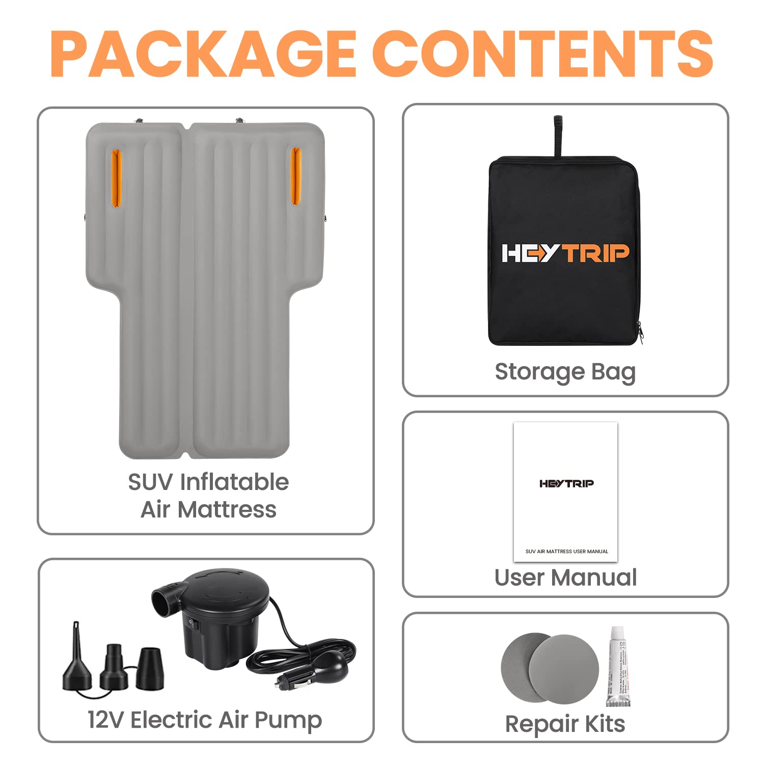 HEYTRIP SUV Inflatable Air Mattress for Car Camping, 4 Inch Thickened Car Camping Bed, Adjustable Firmness Sleeping Pad for 2 Persons (72 x 47 x 4 Inch)
