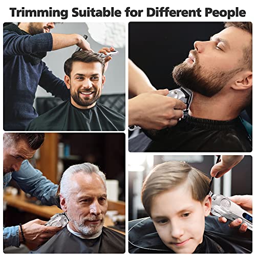 Hair Clippers for Men Professional Rechargeable Cordless Hair Trimmer Cutting Kit with Titanium Ceramic Blade 4 Grooming Combs 2500mAh Lithium Ion LED Display Haircut Kit
