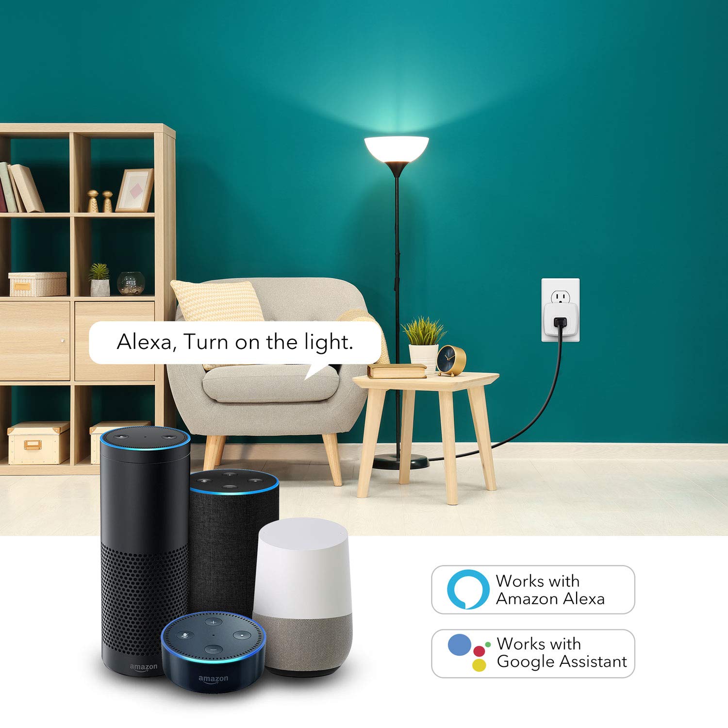 HBN Smart Plug Mini 15A, WiFi Smart Outlet Works with Alexa, Google Home Assistant, Remote Control with Timer Function, No Hub Required, ETL Certified, 2.4G WiFi Only, 1-Pack