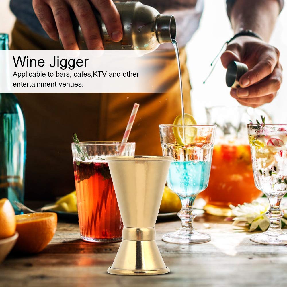 Jigger for Bartending 2pcs, Golden Dual Heads Jigger Stainless Steel Shot Measure Jigger Japanese Style Double Jigger Measuring Tool for Bar, Party, Home(S)