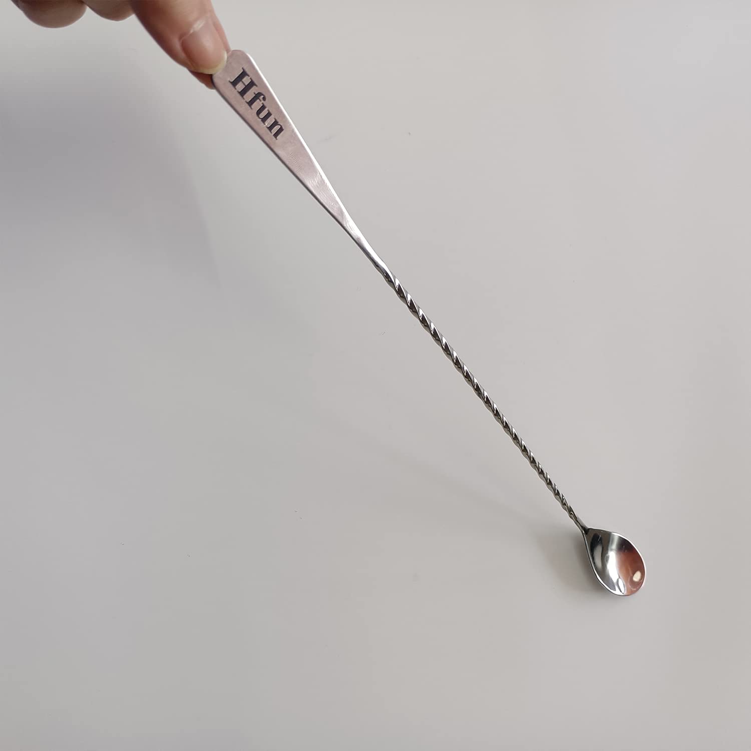 Hfun-Mixing spoons, Stainless Steel Mixing Spoons, Spiral Pattern Bar Cocktail Shaker Spoon