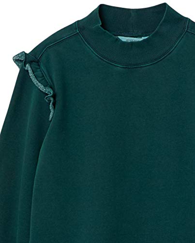 Goodthreads Women's Heritage Fleece Long Sleeve Ruffle Shoulder Sweatshirt, Emerald Green, X-Large