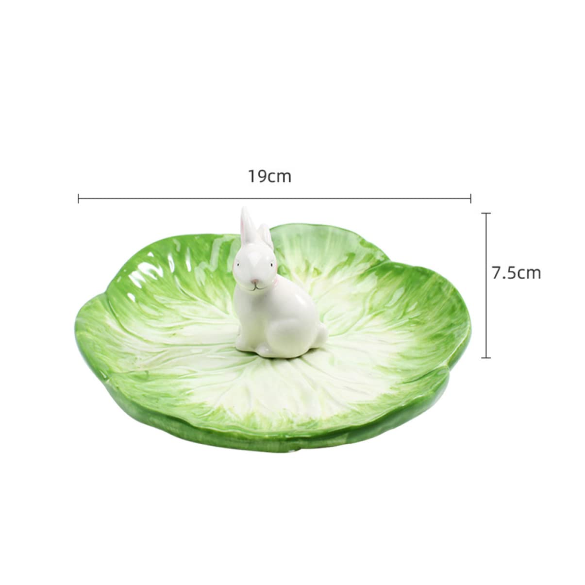 Housoutil Cabbage for Shaped Easter Porcelain Multipurpose Dessert Snack Mixing Design Snacks Tray Serving Bowl Party Display Chinese Salad Kids Green Dinner Plate Seasoning Round Fruit