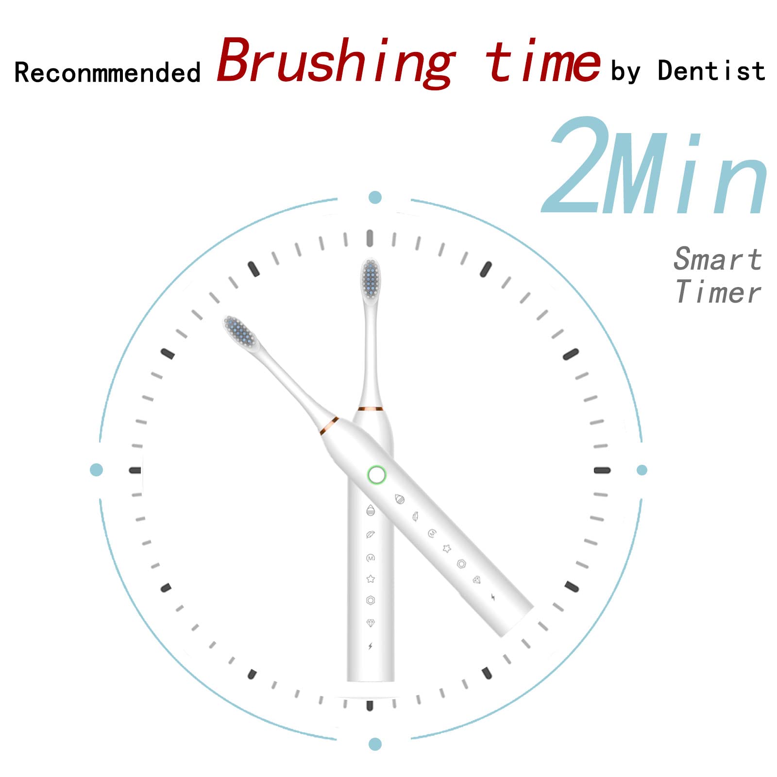 Magnalube-G 2 Pack Electric Toothbrushes Sonic Toothbrush Whitening with 8 Brush Heads, 6 Cleaning Modes and Smart Timer, for Adults Rechargeable Waterproof Cleaning Toothbrushes(Pink+White)