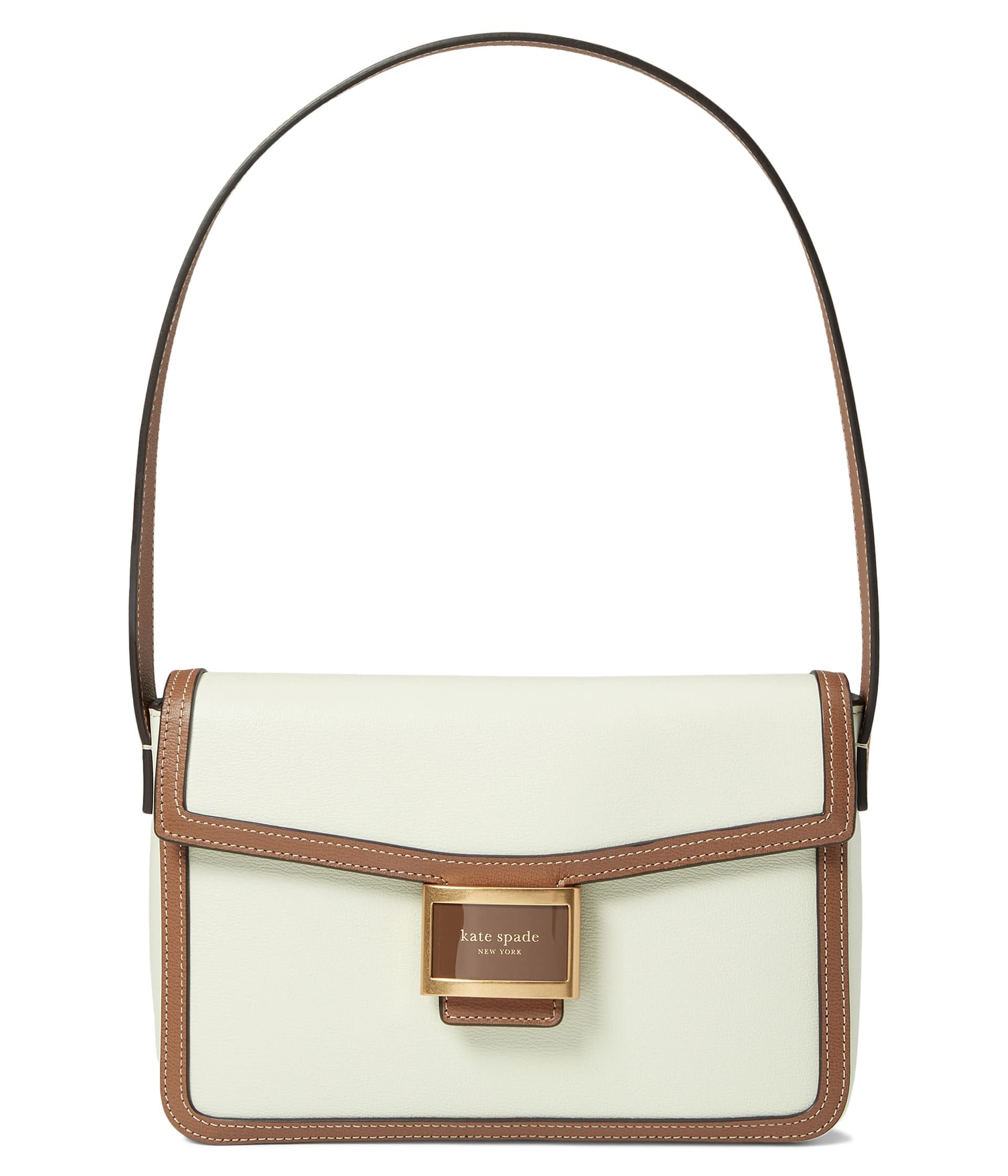Kate Spade New York Katy Color-Blocked Textured Leather Medium Shoulder Bag Halo White Multi One Size