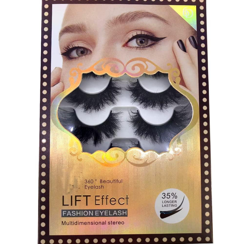 HBZGTLAD 6 Pairs False Eyelashes Cat-Eye Fluffy Faux Mink Lashes 8D Wispy Lashes Dramatic Long Thick Volume Fake Eye Lash(SR-01)