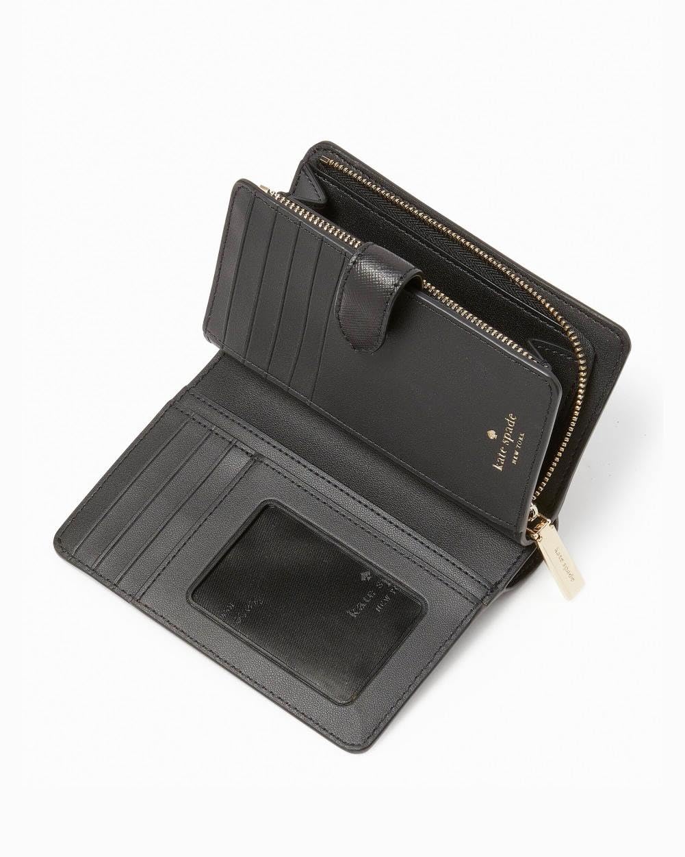 Kate Spade Wallet for Women Madison Medium Compact Bifold Wallet, Black
