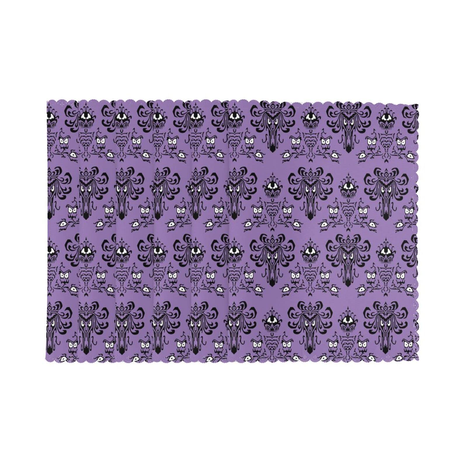 Haunted The Mansion Placemats, Durable Placemats for Dining Table, Washable Polyester Kitchen Placemats Set of 6
