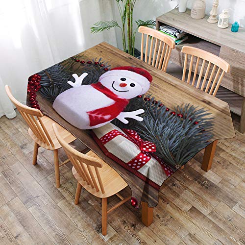 Home Christmas Decoration Natural Flowers Cute Cartoon Pattern Tablecloth New Year Rectangle Table Cover Picnic Mat A8 140x210cm