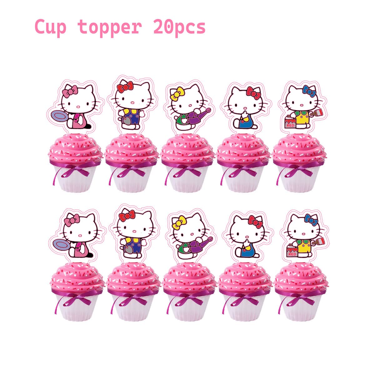 Grehge Grehge 40pcs Hello Kitty cake toppers Kids Birthday Party Supplies Hello Kitty cupcake Topper Party Decorations