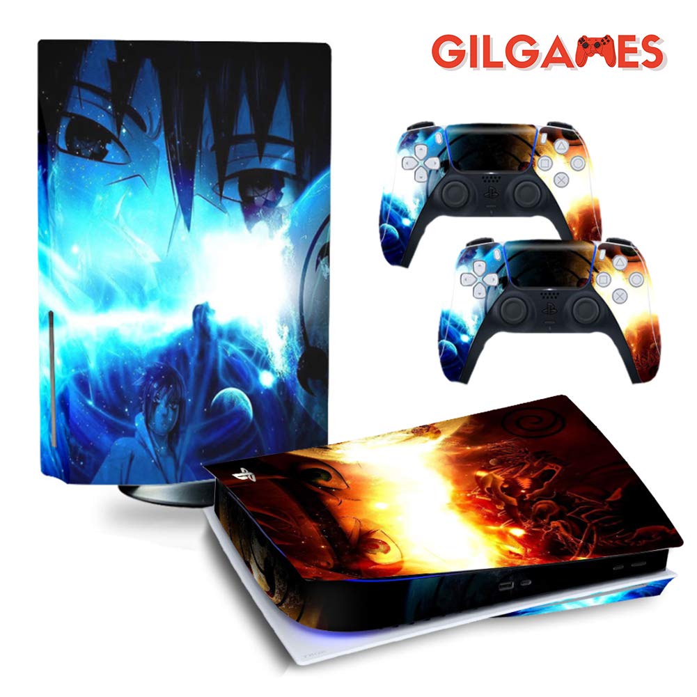 GilGames Skin Decals Stickers for Playstation 5, Vinyl Protector Wrap Full Set Protective Faceplate Cover Kit Console and Controller (Disk Edition)