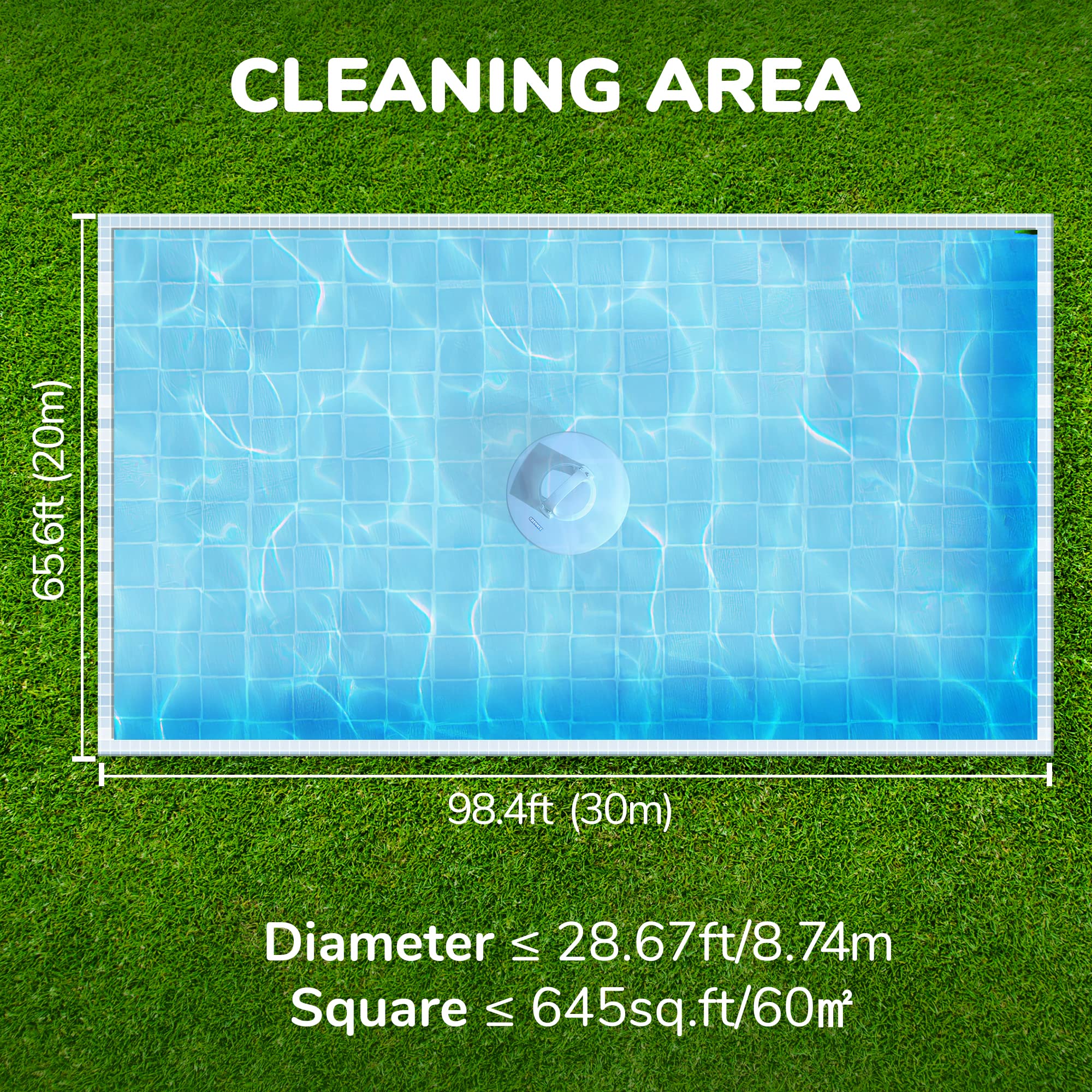 Grennix Robot Pool Cleaner - Cordless Robotic Pool Vacuum for Above Ground & In-Ground Swimming Pool Self-Docking Automatic Underwater Skimmer with Strong Suction, Top Handle - Arctic Blue