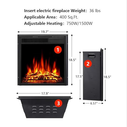 Havato 43" Electric Fireplace with Mantel, Freestanding Electric Fireplace, Wooden Surround Firebox, Remote Control, 7 Level Adjustable Led 3D Frame, 750W/1500W Grey