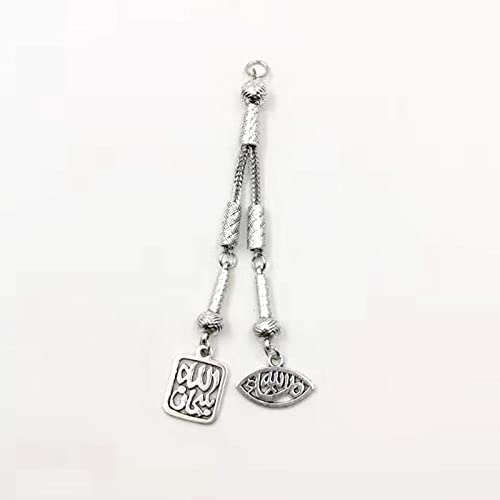 Islamic Accessories Arabic Pendant Metal Tassel Prayer Bead or tasbih (Silver)