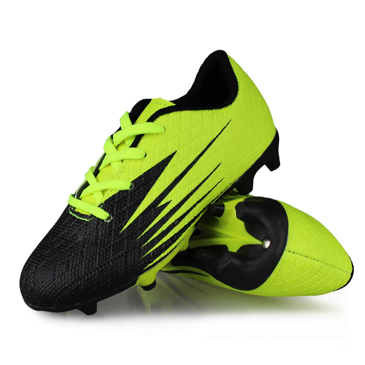 Hawkwell Kids Outdoor Comfortable Soccer Shoes(Toddler/Little Kid/Big Kid), Black Green PU, 11.5 M US