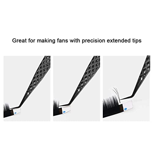 M J JOMAY Hearts Printed Tweezers for Eyelash Extension, Anti-slip Anti-static, Stainless Steel Precision Curved Tips Pro Volume Tweezers Eyelash Extensions Grafting Tool(3-1, Black)