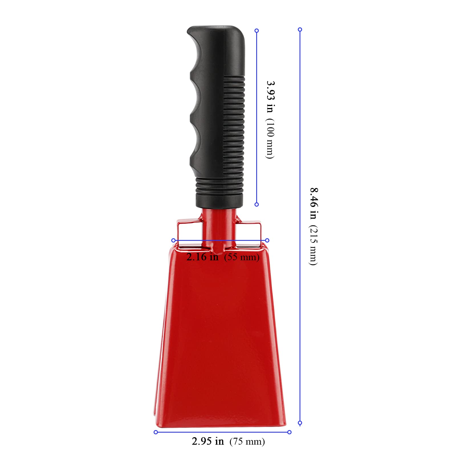 HOZEON 3 Pack Steel Cow Bell, Noise Makers Cowbells with Handle, Loud Call Bell Percussion Cheering Bell for Cheers, Sporting Events, Farm, Party, Red