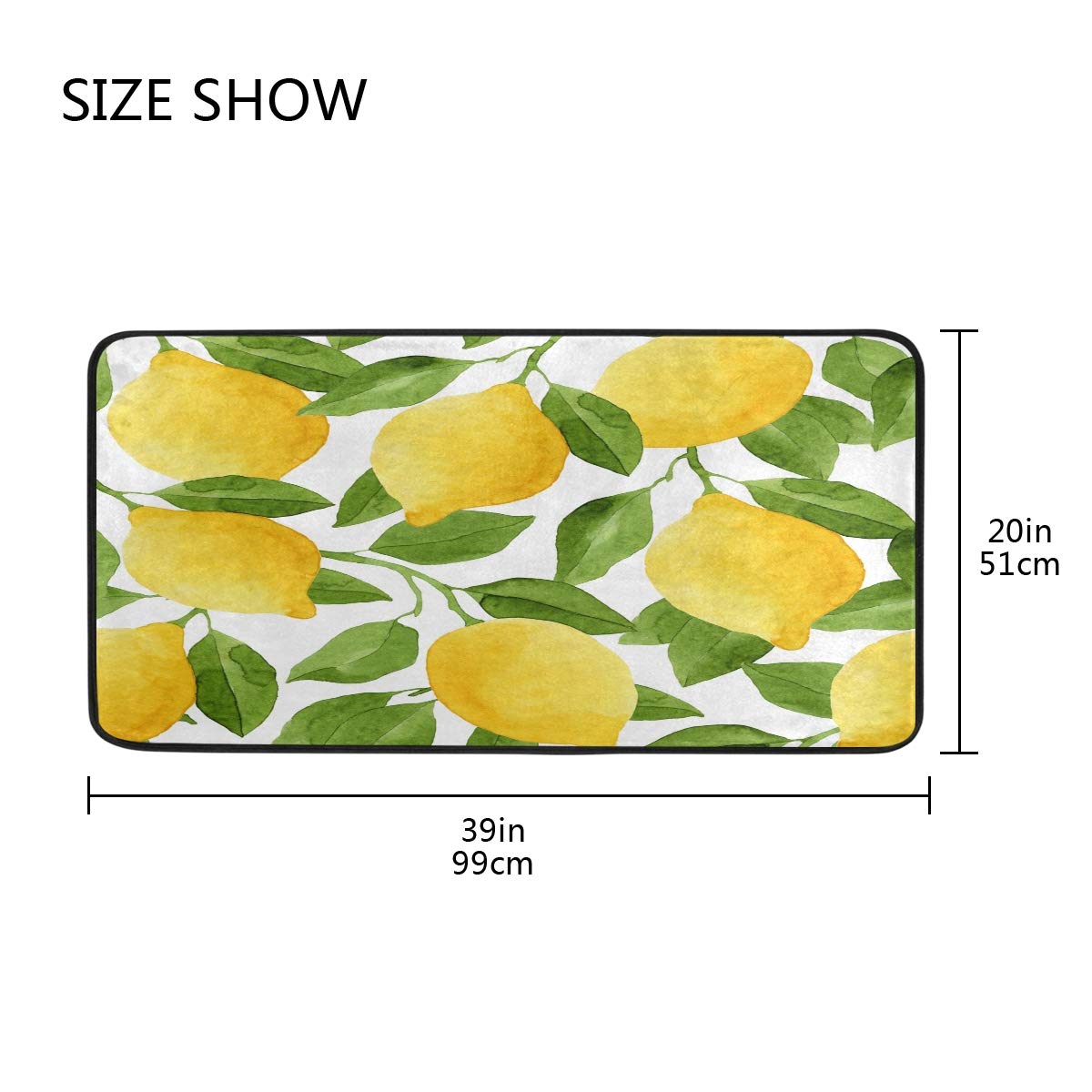 Kitchen Rugs Lemon Yellow Tree Design Non-Slip Soft Kitchen Mats Bath Rug Runner Doormats Carpet for Home Decor, 39" X 20"