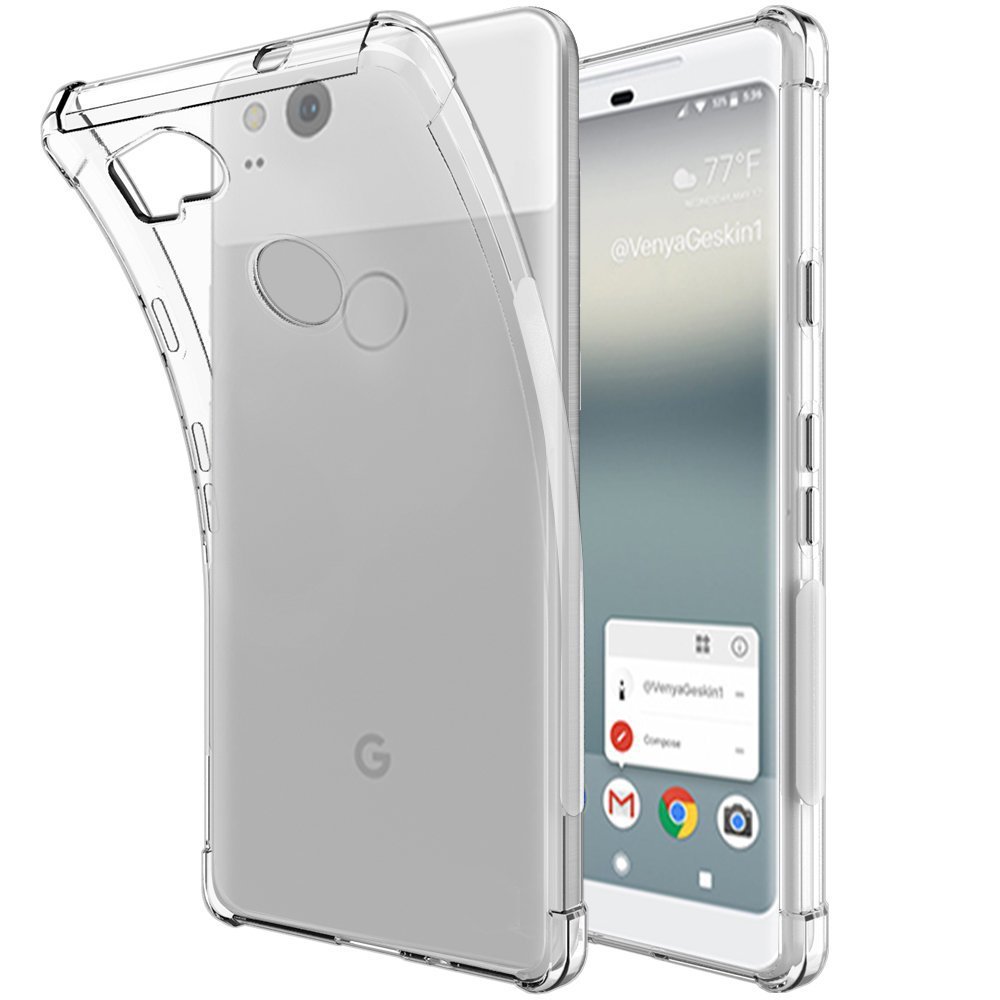 Google Pixel 2 Shock Proof Case with 4 Reinforced Corner Cushions Soft TPU Silicone Shock Absorption Bumper Pixel2 Clear Cover (Clear)