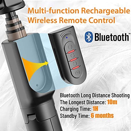 Gimbal Stabilizer for Smartphone with Extendable Selfie Stick and Tripod, 1-Axis Multifunction Remote 360°Automatic Rotation, Auto Balance for iPhone/Android