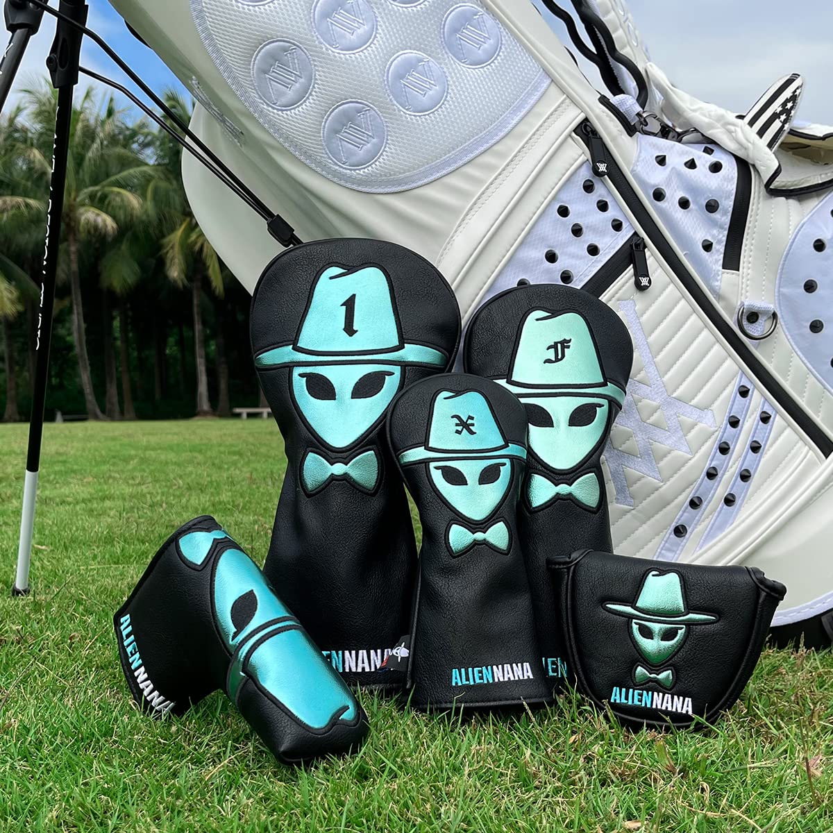 Golf Club Headcover Set Golf Driver Cover Fairway Cover Hybird Covers Iron Headcover Blade Putter Covers, Synthetic Leather Headcover
