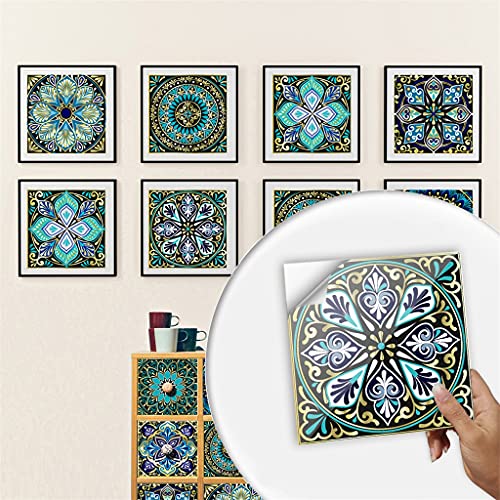 IULJH 10pcs/Set Pattern Tiles Sticker Kitchen Oil-Proof Bathroom Waterproof Art Mural Surface Crystal Film PVC Wallpaper (Color : D, Size : 15cm*15cm*10pcs)