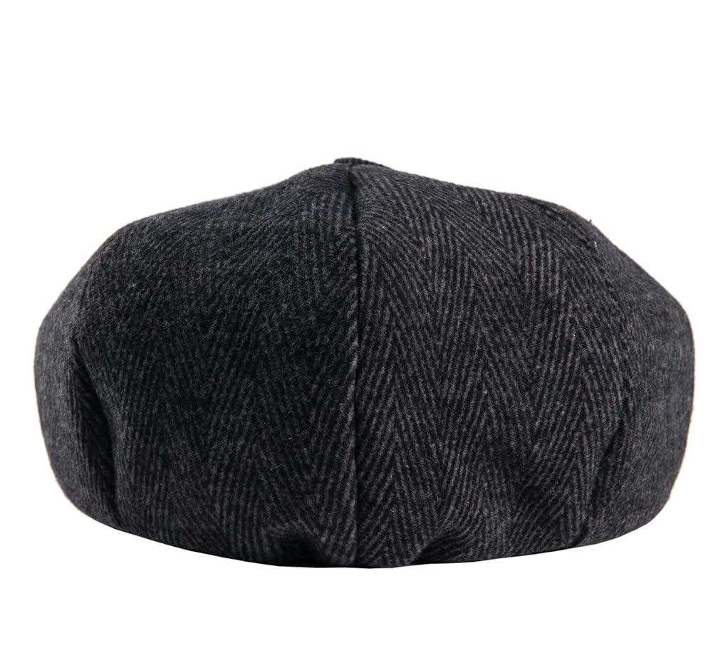 Hccfit 2 Pack Newsboy Cap Peaky Herringbone Baker Boy Flat Caps for Men Women (Black and Gery)