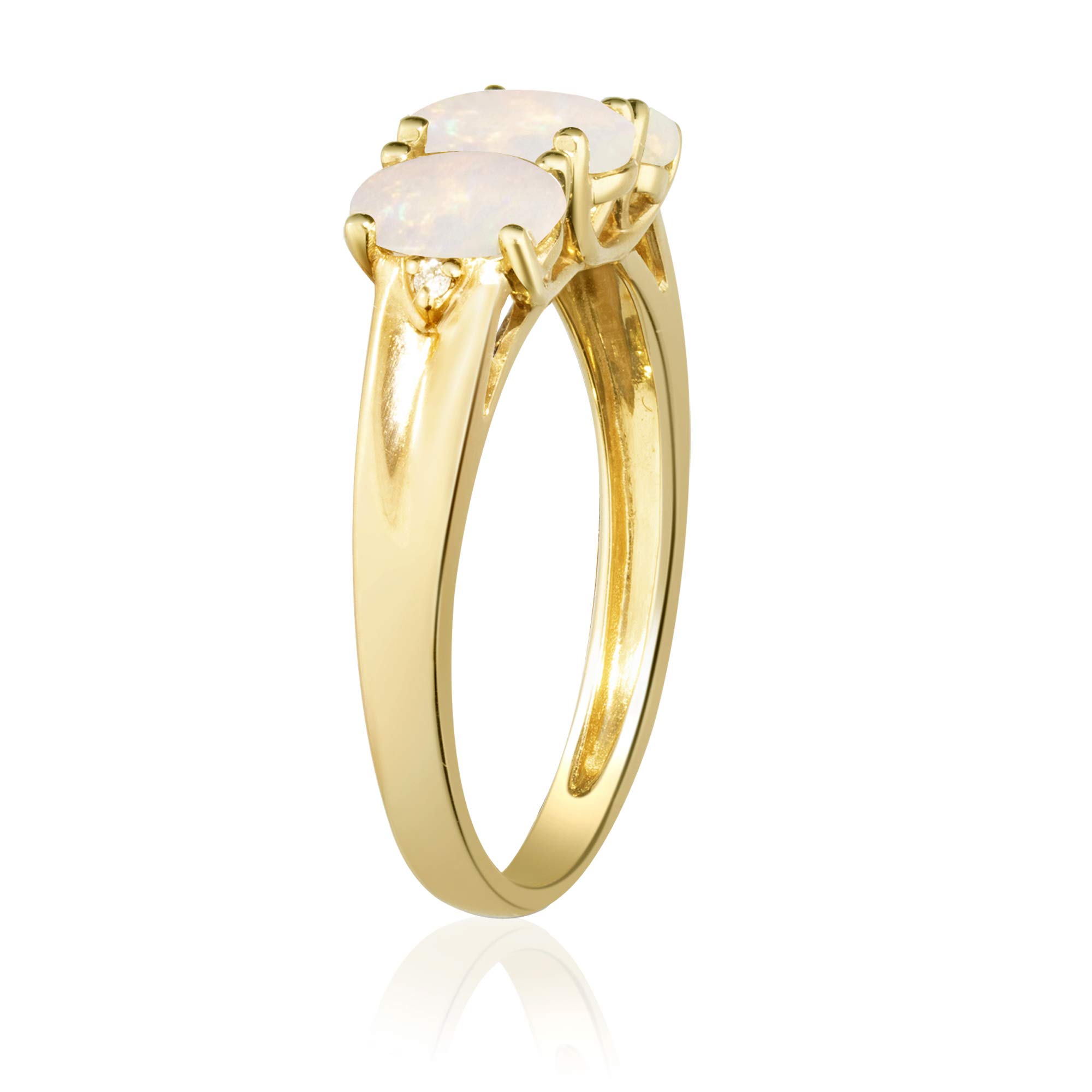 Gin & Grace 10K Yellow Gold Natural Ethiopian Opal Ring with Diamonds for women | Ethically, authentically & organically sourced (Oval) shaped opal hand-crafted jewelry for her | Opal Ring for women