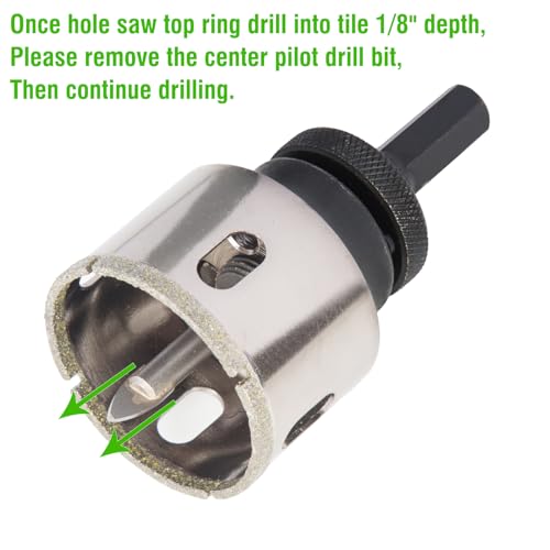 HLOFIZI 4-1/4 Inch Diamond Hole Saw 4.25 Tile Hole Saw for Ceramic, Tile, Glass, Granite, Porcelain, Marble, with Guiding Drill Bit