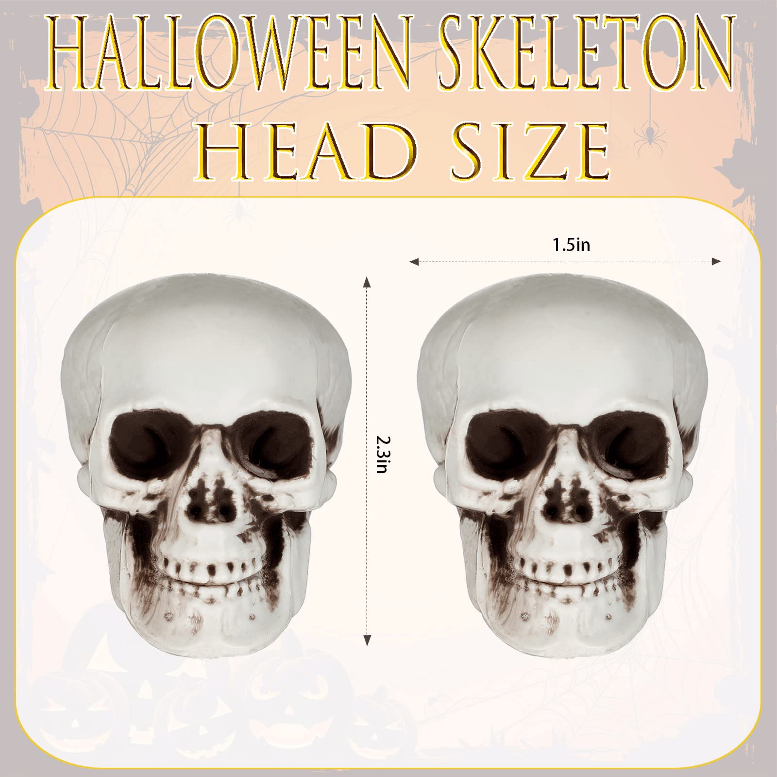 hanaiette 10 Pieces Mini Halloween Skulls Heads Skull Decor for Halloween Party, Halloween Decor Props, Table Decor Outdoor Halloween Home Decor Gift