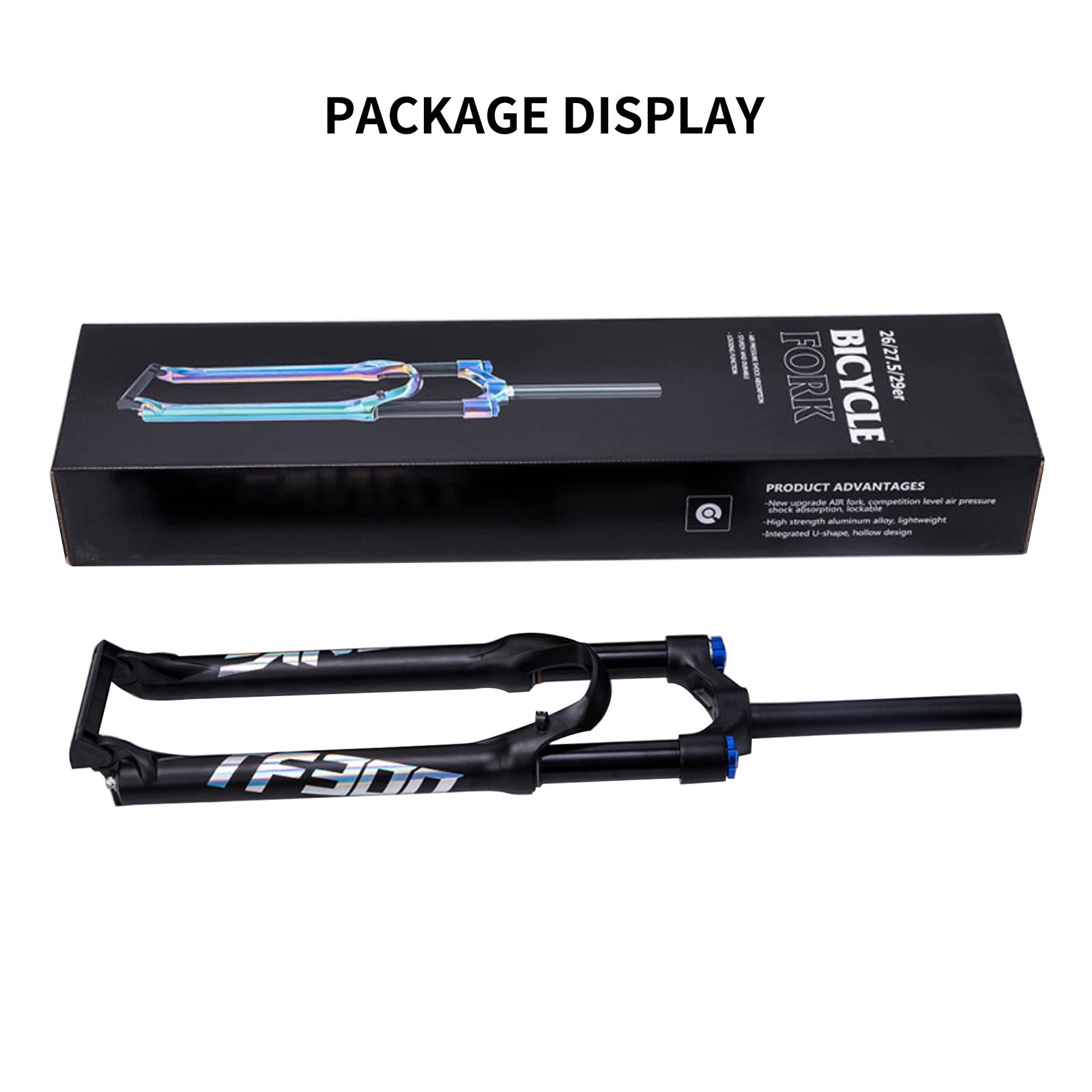 HAIMIM Mountain Bicycle Suspension Forks, 27.5/29 inch MTB Bike Front Fork with Rebound Adjustment, 100mm Travel 28.6mm Threadless Steerer (Black, 29inch)