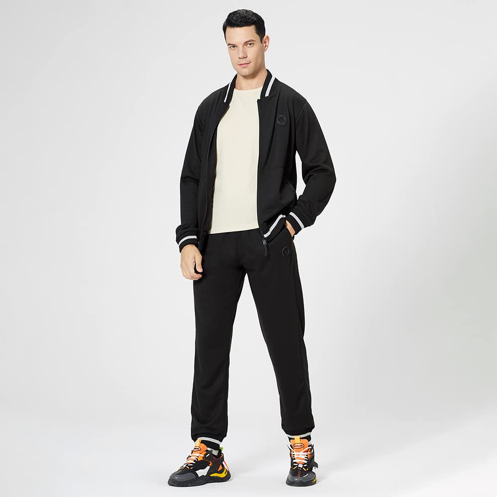 JACKETOWN Track Suits for men Set Men Sweat Suits Sets Jogging Sports Outfits Black XL