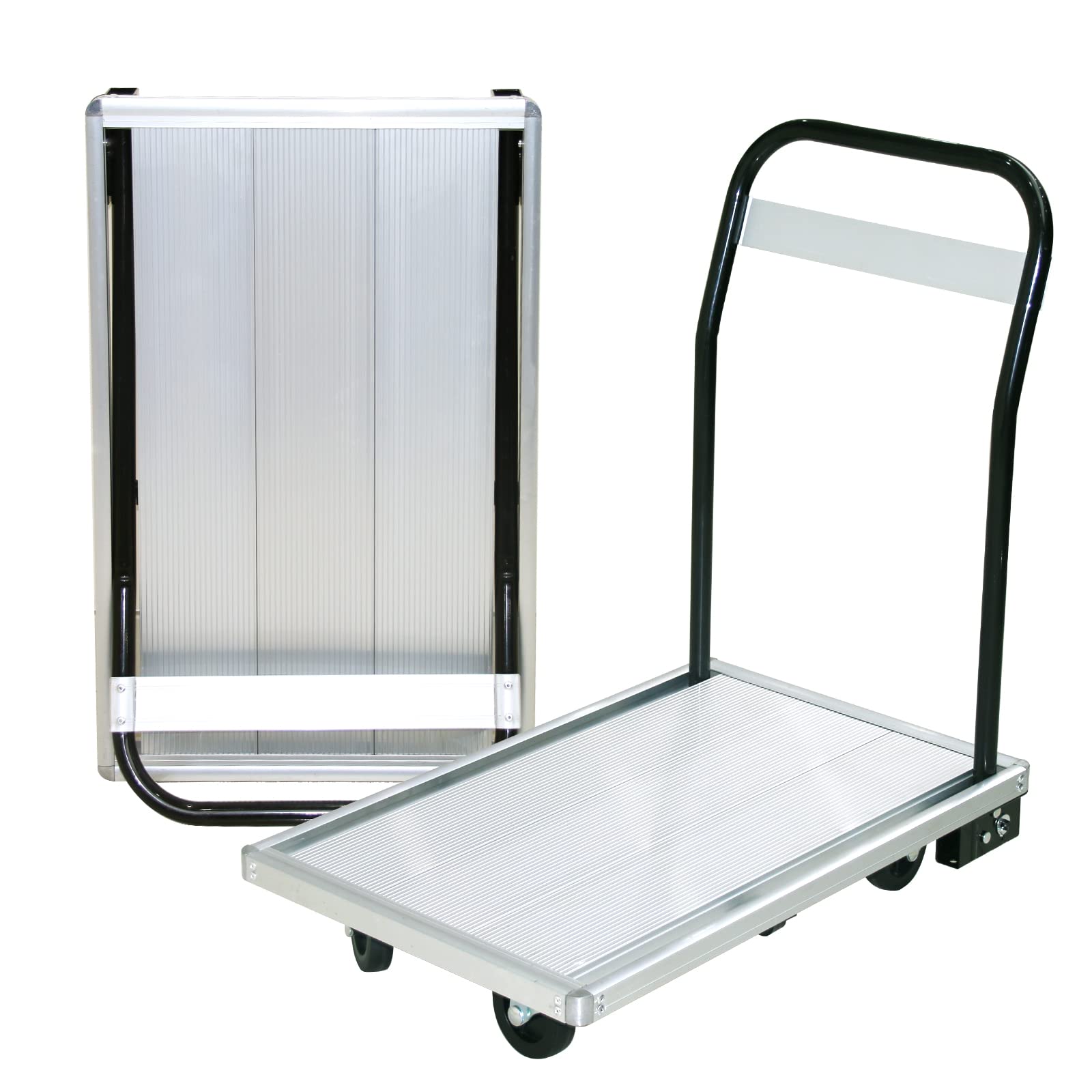 LMKOPUER Aluminum Platform Truck, Folding Moving Carts, Foldable Platform Cart Push Dolly, 440 Lbs Moving Platform Dolly Push Cart, Foldable for Easy Storage and 360 Degree Swivel Wheels