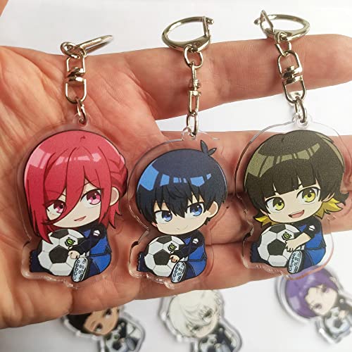 JCvCX Anime Keychain Meguru Bachira Cosplay Keychains Hyouma Chigiri Acrylic Keychain Figure Keyring Car Key Chain (7pcs)