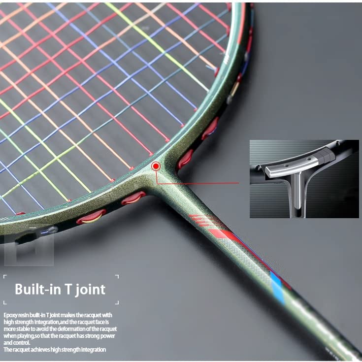 JHHDP Carbon Fiber Badminton Rackets Strung 20-28LBS Professional Training Offensive Racquet Super Light 4U 83G Sports (Color : E, Size : 1)