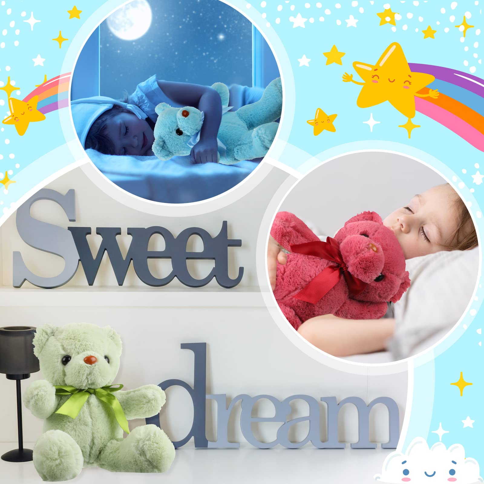 Jerify 28 Pieces Halloween Bears Stuffed Animals Plush Gift 12 Inch Plush Cute Soft Bears with Ribbon Bow in 10 Colors Wedding School Exchange Gift Baby Shower