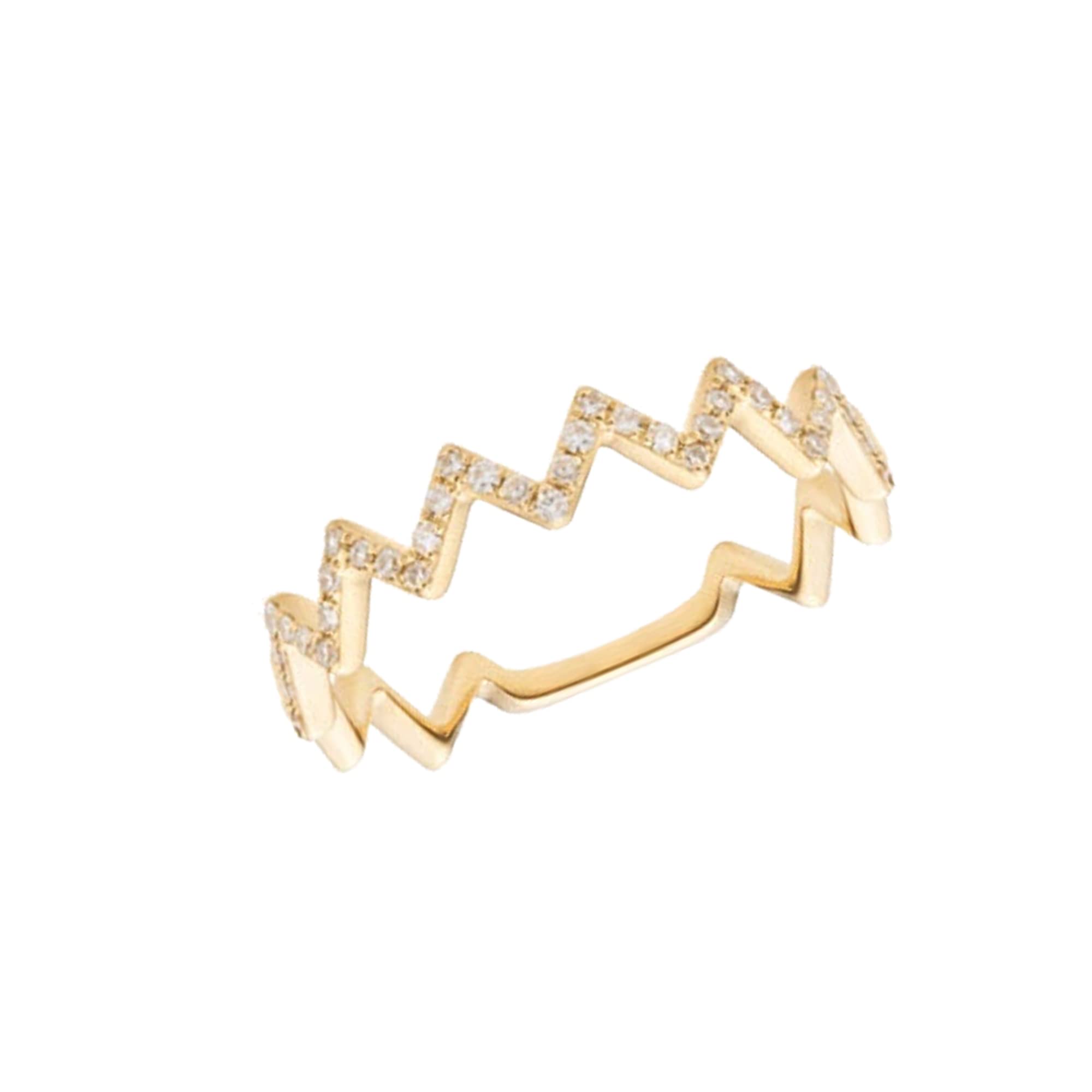 Highs and Lows Inspirational Ring, Mother's Day Gift, Beautiful Women's Ring Real Natural CZ Ring Sterling Silver Zig Zag Yellow,White 10 US